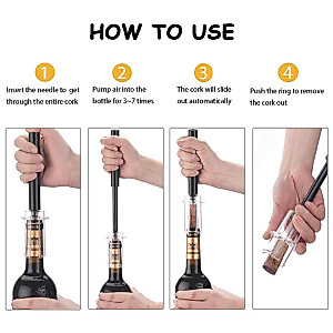 Wine Bottle Opener Wine Corkscrew Cork Remover Air Pressure Pump + Foil Cutter + Wine Bottle Stopper + Wine Pourer (Opener)