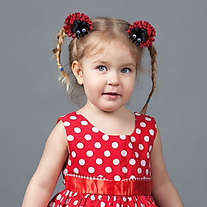 Ladybug Hair Bow Clips Girls Halloween Ladybug Birthday Party Costume Dress Up Cartoon Decor Accessories Kids Cute Red Black Polka Dot Ribbon Alligator Barrettes Pins