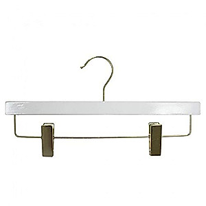 NAHANCO 20514RCGH Wooden Skirt/Pant Hanger, 14", High Gloss White with Gold Hardware (Pack of 100)