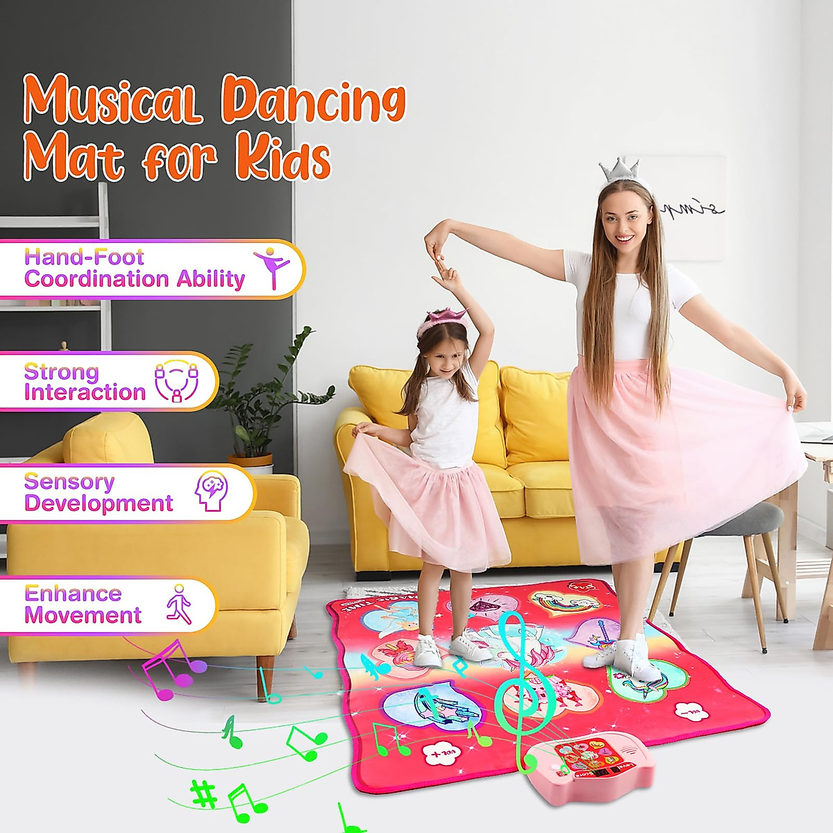 Beginreally Dance Mat for Girls, Electronic Music Dance Pad with Adjustable Volume, Dancing Games with LED Score Screen, 5 Game Modes, Christmas Birthday Gifts Toys for Age 3 4 5 6 7+ Year Old Girls