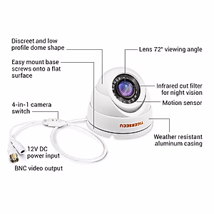 TIGERSECU 1080P Wide Angle Dome Security Camera Bundle 4-Pack