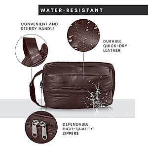 Bayfield Bags Travel Toiletry Bag For Men Shaving Bag Dopp Kit (Black) Bottom Storage Holds More (10x6x5)-Leather Mens Toiletry Bag -Shower Bathroom Bag For men - Men Travel Toiletries Bag