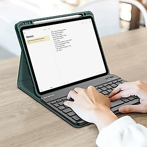 Fintie Keyboard Case for iPad Pro 11-inch (4th / 3rd Generation) 2022/2021 - Soft TPU Back Cover with Magnetically Detachable Bluetooth Keyboard, Also Fit iPad Pro 11" 2nd / 1st Gen, Midnight Green