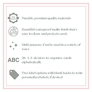 Recipe Box w/ 26 A-Z Dividers - Note Card Holder - Beautiful 4x6 Recipe Card Box - Tin Recipe Organizer w/ 2 Labels Recipes & Notes - Waterproof Index Card Holder for kitchen countertop, office desk