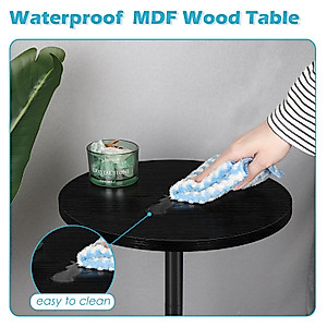 smusei Drink Tables for Small Spaces Pedestal Side Table with Marble Base Small Round Side Table Black Coffee Table for Sofa Couch Chair Patio, Black