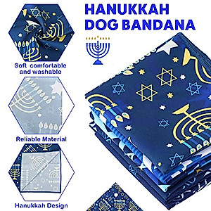 6 Pieces Hanukkah Dog Bandana Jewish Star Bandanas Chanukah Menorah Pet Scarf Set Kerchief Gift for Dog Pet Holiday Costume Clothes Accessories