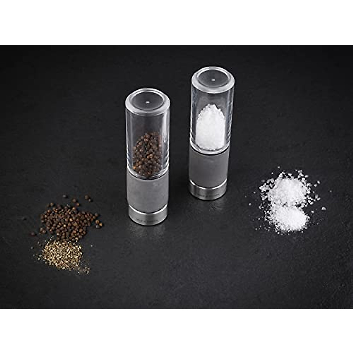Cole & Mason H321801 Regent Pepper Mill, Precision+ Stemless, Concrete/Stainless Steel/Acrylic, 180 mm, Single, Includes 1 x Pepper Grinder