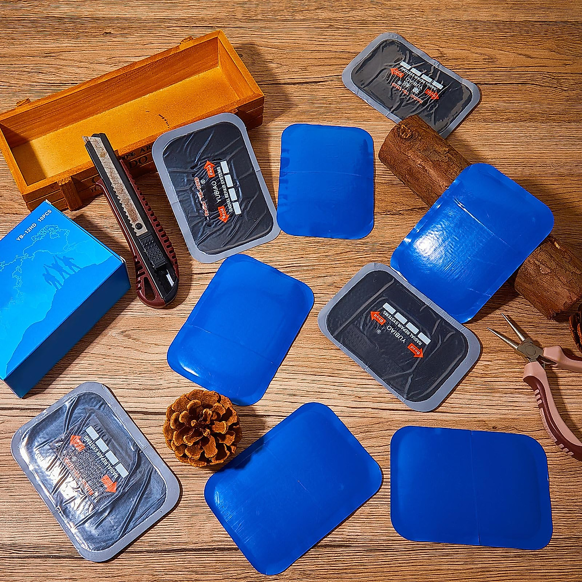 Tallew 60 Pcs Tire Patch 2.56 x 3.15 Inches Rubber Patches Radial Repair Patch Tube and Tire Plug Kit Emergency Repair Tool for Puncture Car Truck Bus Tractor Vehicle