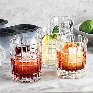 Whiskey Barware Set - 4 Old Fashion Tumbler Glasses with 2 Chilled Whisky Ice Ball Molds Boundary by Godinger