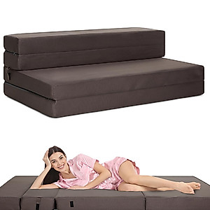 Homease Premium Tri-Fold Mattress Folding Foam Mattress Sofa Bed with Washable Cover| Convertible Chair Bed for Home Guest, Room, Office| Travel-Friendly Portable Foldable Mattress (Twin)