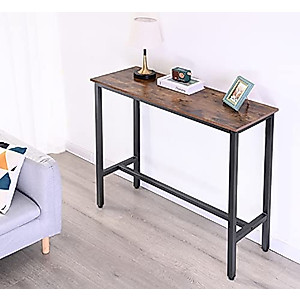 RokiaTek Bar Table 39" Long Narrow Bar Height Pub Table Dining Table for Kitchen, Dining Room, Living Room, Sturdy Metal Frame, Industrial, Rustic Brown and Black