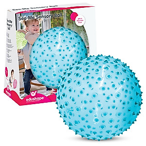 Edushape Sensory Ball for Baby - 7” Transparent Trendy Color Baby Ball that Helps Enhance Gross Motor Skills for Kids Aged 6 Months & Up - Pack of 1 Vibrant Colorful and Unique Textured Ball for Baby
