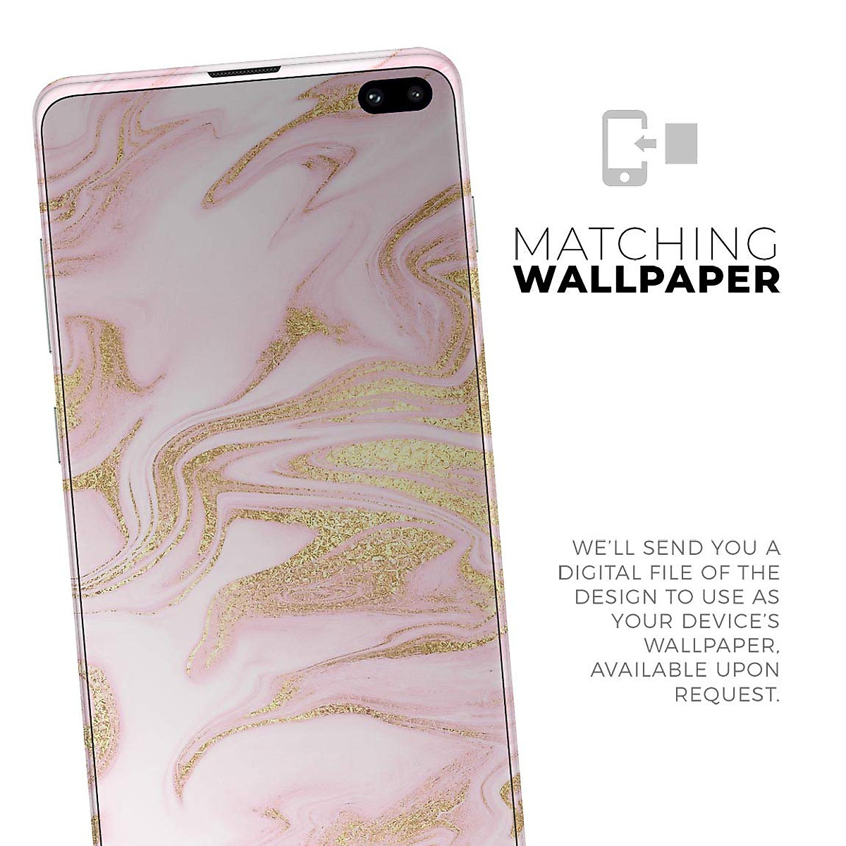 DesignSkinz Rose Pink Marble & Digital Gold Frosted Foil V11 2 Protective Vinyl Decal Wrap Skin Cover Compatible with The Samsung Galaxy S20 (Screen Trim & Back Glass Skin)