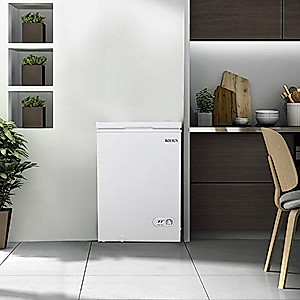 ROVSUN 3.5 Cubic Feet Chest Freezer, Compact Deep Freezer with Storage Basket, Adjustable Thermostat, Ideal for Home Kitchen Office RV, White