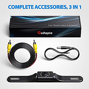 HD eRapta Backup Camera Rear View License Plate with 149° Perfect Angle, Night Vision, IP69K Lever Waterproof for Pickup Truck Car SUV