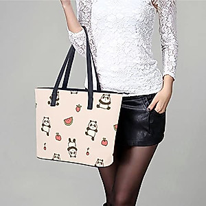 Womens Handbag Panda Patterns Leather Tote Bag Top Handle Satchel Bags For Lady