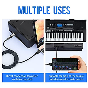 USB-B to USB-C/A Printer Cable 20FT, JANMMEG USB C MIDI Cable Nylon Braided High-Speed Printer Cord for MacBook Pro/Air, Casio Digital Piano MIDI Controller, HP Canon Dell Epson Brother Samsung&More