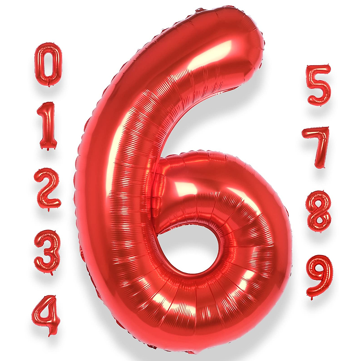 AULE 40 Inch Big Red 6 Balloon Number Large Foil Helium Number Balloons 0-9 Jumbo Giant Happy 6th Birthday Party Decorations for Boy or Girl Huge Mylar Anniversary Party Supplies