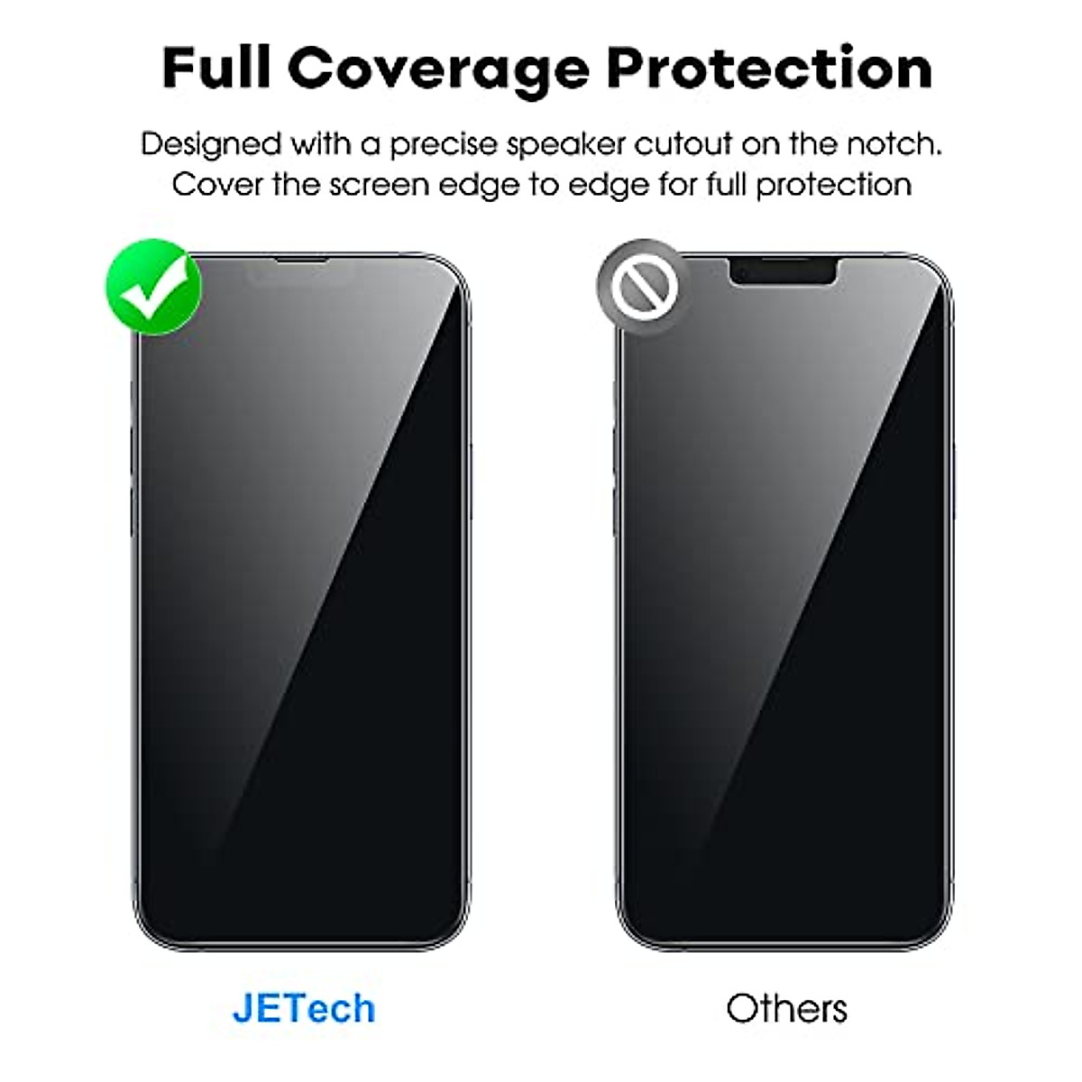 JETech Full Coverage Screen Protector for iPhone 13 Pro Max 6.7-Inch, Tempered Glass Film with Easy Installation Tool, Case-Friendly, HD Clear, 3-Pack