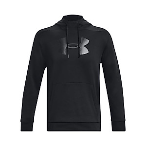 Under Armour mens Armour Fleece Big Logo Hoodie, (001) Black / / Black, Large Tall