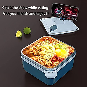 DoxiGlobal Ramen Bowl Stainless Steel Lunch Box Noodle Bowls for Office College Dorm Room Instant Cooking -1.3L (Blue)