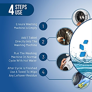 Washing Machine Cleaner Descaler Tablets - Deep Cleaning Tablets for HE Front & Top Loader Washer, Remove Ordor Grime Buildup Residue Eliminator (24 Pack, 2, Count)