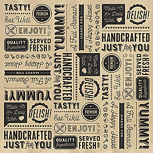 Disposable Cheese Board Paper, Pack of 50, Tan Food Word Text Grease-Resistant Food-Safe Wrap Paper, Deli Wrap, 12 x 12, Perfect Cheese Board Accessories for Meat and Cheese Boards, Travel, Weddings