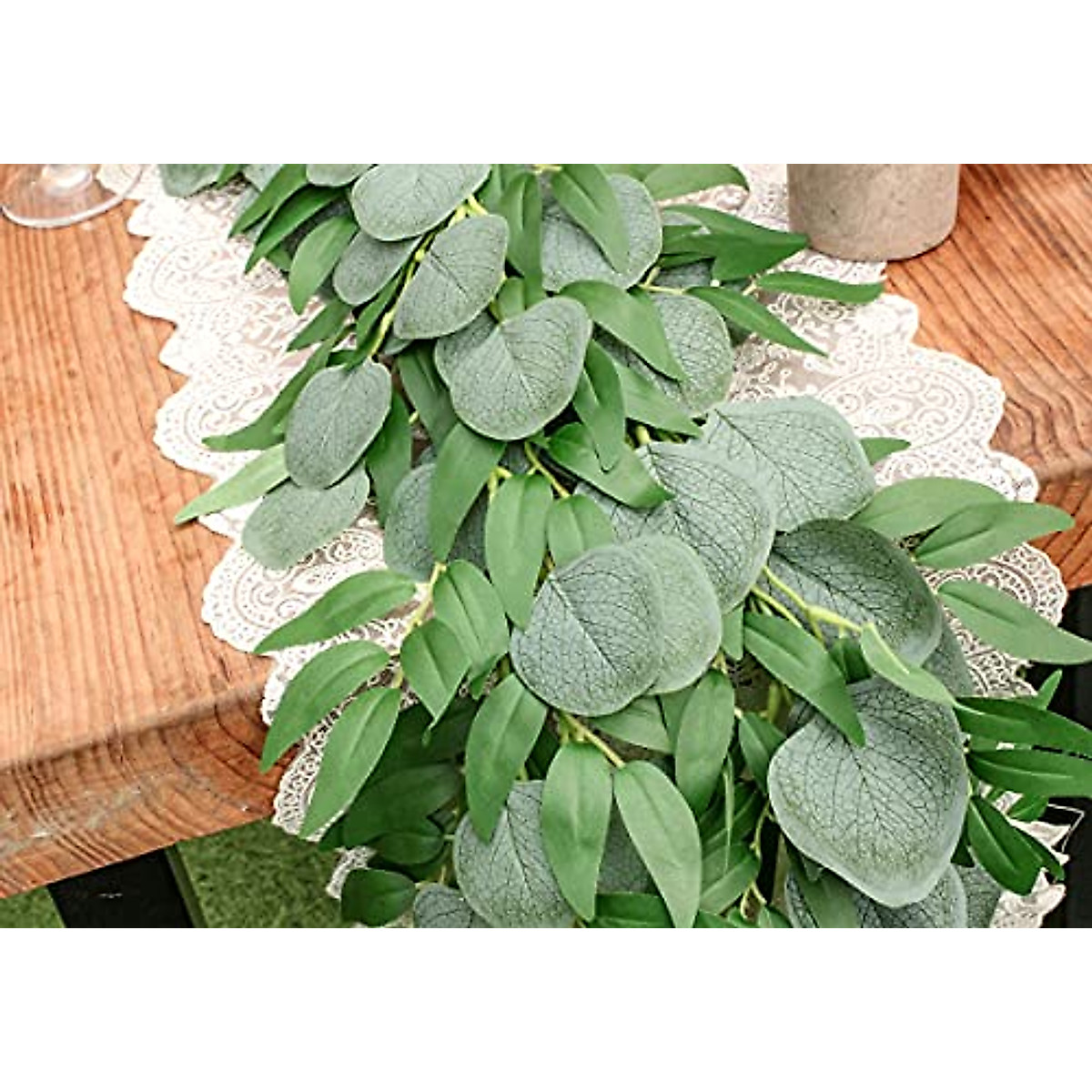 10 Pcs 6.2 Feet Artificial Silver Dollar Eucalyptus Leaves Garland with Willow Vines Twigs Leaves String for Doorways Greenery Garland Table Runner Garland Indoor Outdoor.…