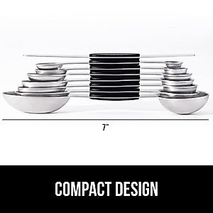 Gorilla Grip Magnetic Measuring Spoons 8 Piece Set, Stainless Steel Metal Cups, Dual Sided Nesting Design, Metric and US, Precise Teaspoon Measurements, Baking and Cooking Supplies, Gifts, Black