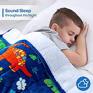 Sivio Sherpa Fleece Weighted Blanket, 5lbs Blue Dinosaur, Ultra Soft and Cozy Heavy Blanket, 36x48 Inch