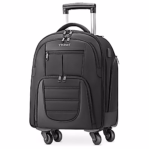 Ytonet Underseat Carry on Luggage with Wheels,16 Inch Water Resistant Under Seat Carry on Bag with Spinner Wheels, Rolling Underseat Bag with USB Port for Men Women Travel Business Work Overnight