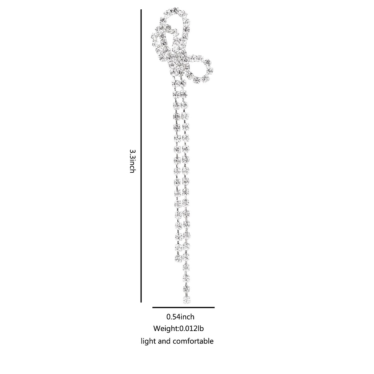 925 silver Crystal Bow Stud Earrings Fashion Ladies Tassel Rhinestone Earrings Hypoallergenic for Sensitive Ears (Silver Bow Earrings)