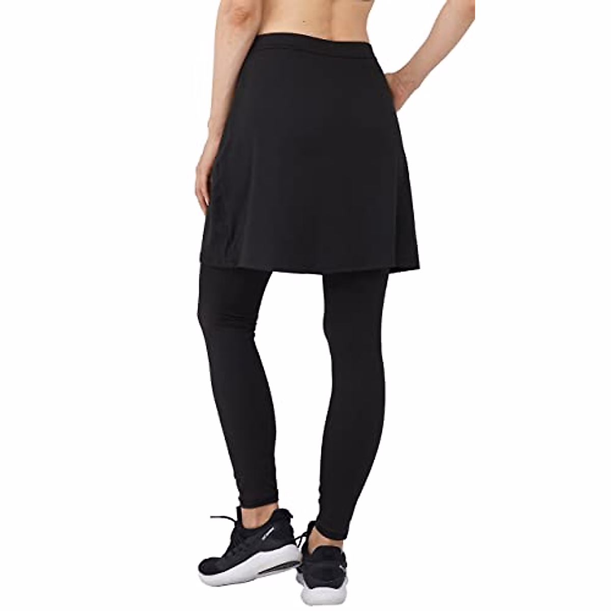 alvon Women Knee Length Skirts with Leggings Modest Skirt with Leggings Golf Skirt with Leggings Athletic Skort with Leggings Black L