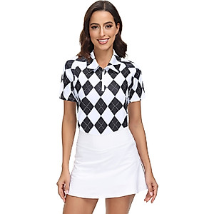 TrendiMax Women's 2 Pack Short Sleeve Golf Polo Shirts Lightweight Quick Dry Athletic Summer Sport Tops