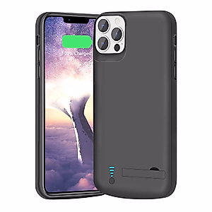 BAHOND Battery Case for iPhone 13/13 Pro, 5000mAh Rechargeable Extended Battery Charging/Charger Case, Add 100% Extra Juice, Support Wire Headphones (6.1 inch) Black