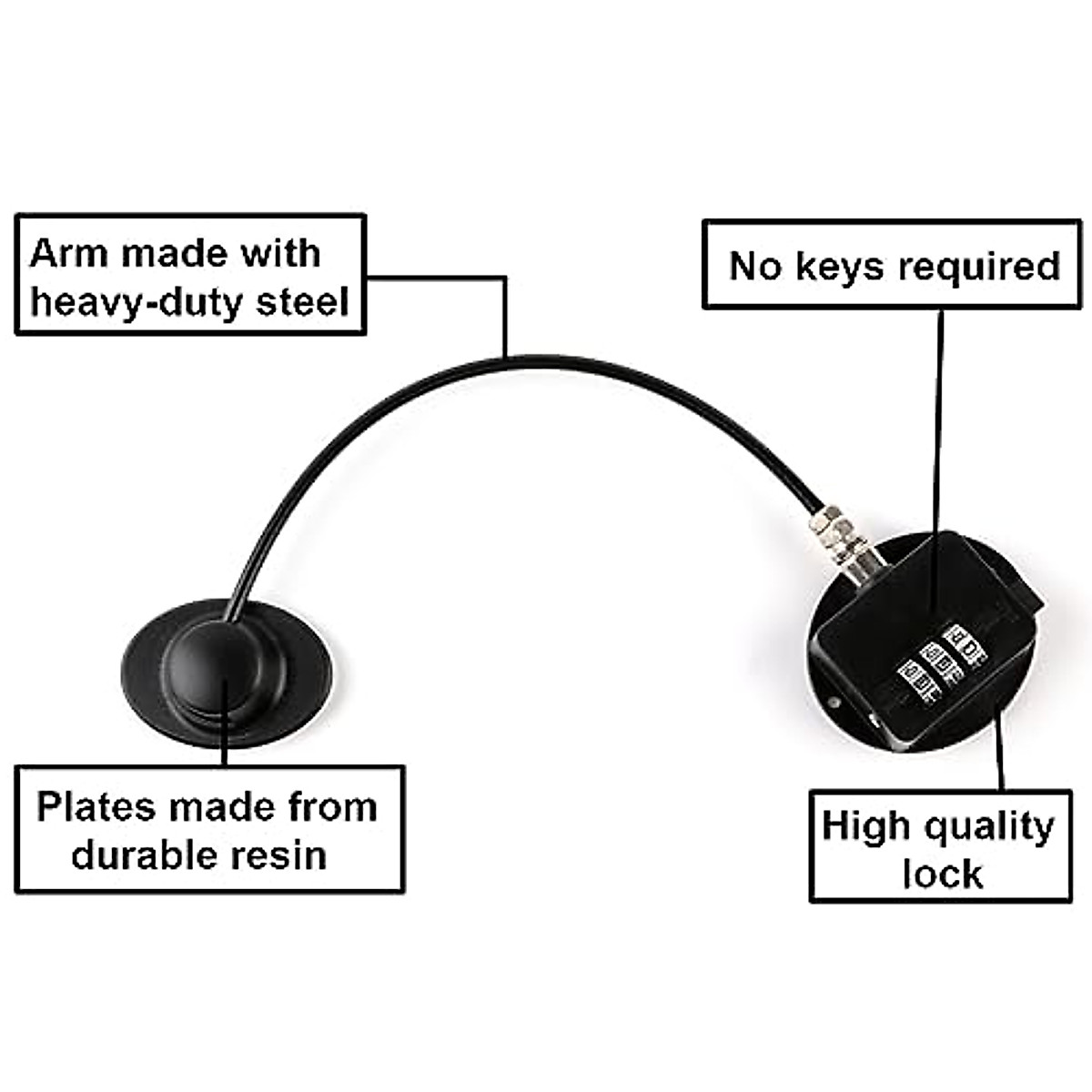 Refrigerator Lock Combination Fridge Lock Freezer Child Safety Lock Door Lock with Strong Adhesive (2, Black)