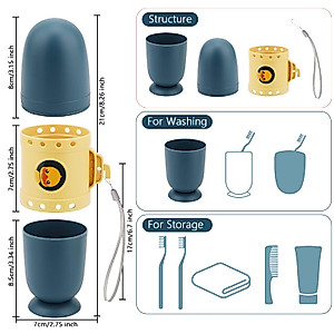 Pwsap Toothbrush Travel Case, Removable and Portable 3 in 1 Toothbrush Holder Cup, Use for Travel, Hiking,Camping, School, Bathroom, Cute and Playful Submarine Styling for Kids and Teens (Blue)