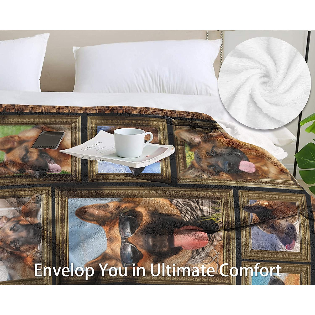 German Shepherd ​Blanket - Fleece Throw Blanket for Couch Super Soft Cozy Bed Blanket Lightweight Plush Fuzzy Lap Blankets and Throws for Sofa, 50 x 60 Inch, Gift for Dog Lover