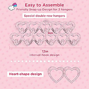 Headband Holder for Baby Girls, Vimiv Headband Organizer for Baby Girls, Baby Bow Holder Organizer w/Heart-Shape Velvet Hangers, Baby Headband Holder Organizer for Door,Closet,Wall, Light Pink
