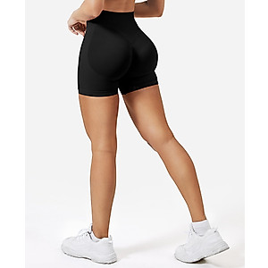 VOYJOY Women Workout Impact Shorts 3.6"/ 4.5"/ 6" Scrunch Butt Lifting Gym Shorts Seamless Booty Biker Shorts Black