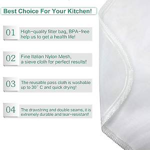 Bellamei Nut Milk Bag Reusable 3 Pack Food Strainer Nut Bags For Almond/Soy Milk Greek Yogurt Professional for Cold Brew Coffee Tea Beer Juice Fine Italian Nylon Mesh (3 pack-8"x12"/10"x12"/13"x13")