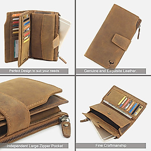 ALPHAHIDE Large Capacity Soft Genuine Leather Clutch for Women - RFID Blocking Ladies Wallet - Ladies Purse with Mobile Pouch - Multi Card Organizer with Coin Pocket - Gift Boxed