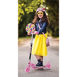 Scooters for Kids 2 Wheel Folding Kick Scooter for Girls Boys Ages 3+ to Teen, fold-to-Carry, Lightweight, Portable Scooter with Motion-Activated Light-up Wheels, and Adjustable Handlebars