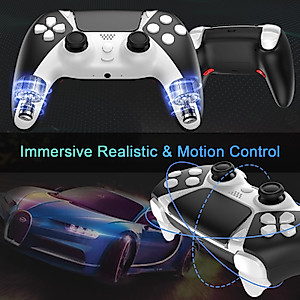 AUGEX Wireless Controller for PS4, PS5, PC & Phone, Gamepad with Turbo, Remappable Buttons, Ergonomic Design, Black