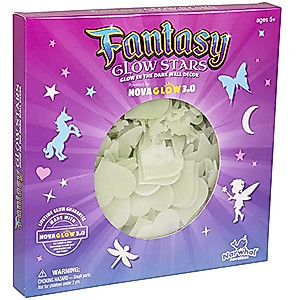 Fantasy Glow Stars, 200-Count Glow in The Dark Stars for Girls with Bonus Hearts, Moon, Unicorns, Dragonflies, Sea Horses, Butterflies, Rainbow Clouds, Princesses and Mermaids