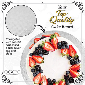 O'CREME White Wraparound Cake Pastry Round Drum Board 1/4 Inch Thick, 12 Inch Diameter - Pack of 10