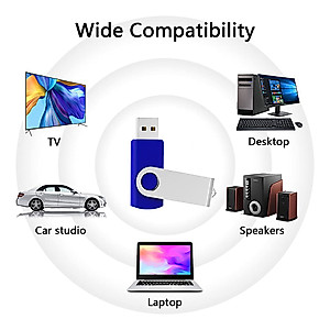 20 Pack 2GB Flash Drive Bulk USB Memory Stick Thumb Drive Bulk Swivel Design Blue