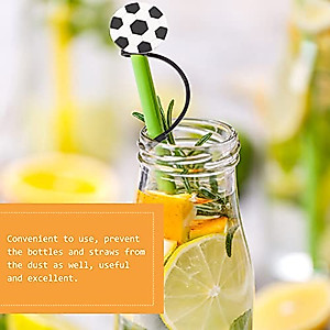 Gadpiparty Silicone Straw 10pcs Silicone Football Straw Cover Small Sports Design Drinking Straw Caps- Proof Straw Plugs Tips Topper for Straws Decors Dining Table Decor