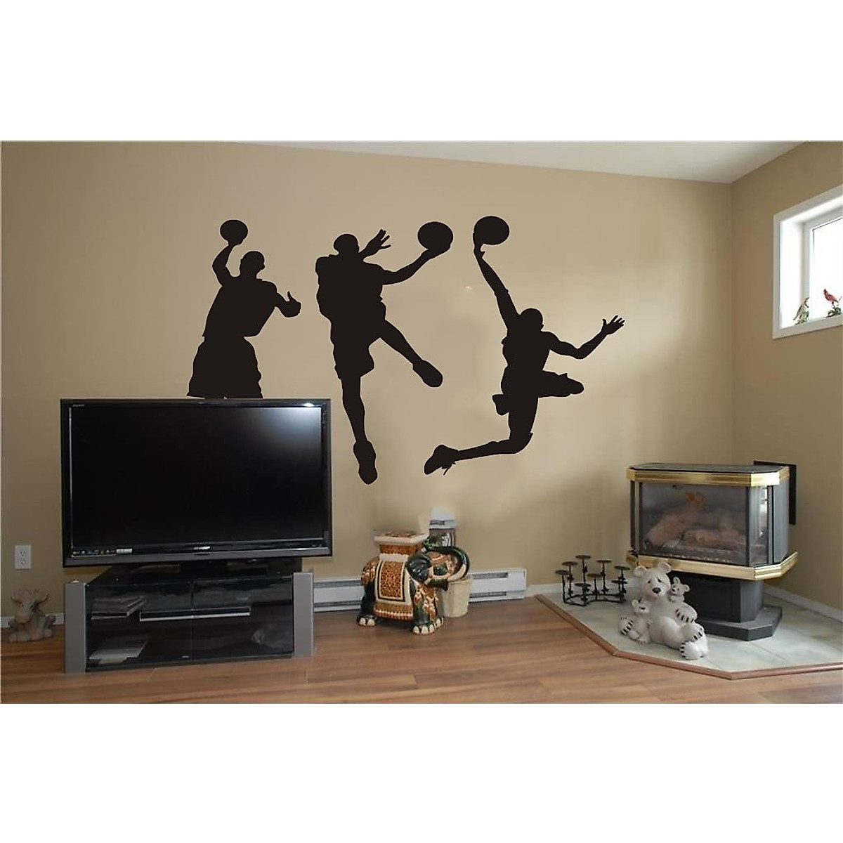 ANBER Slam Dunk Silhouette Wall Decal Removable Basketball Player Sticker for Kids Bedroom Living Room Playroom DIY Sport Wall Decal Art, 31.5" H x 53" W