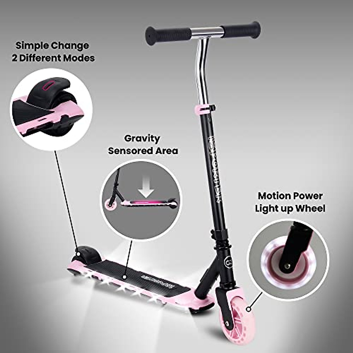 Aero iSporter Electric Scooter for Kids Ages 6-12, with Kick-Start and Gravity Sensor, Kids Electric Scooter with LED Lights, 2 Speeds, 110lbs Max and Height Adjustable …
